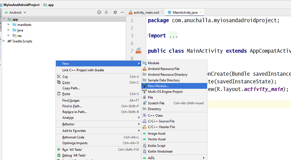 Multi-OS new module Not showing up on right click - Support - Multi-OS Engine